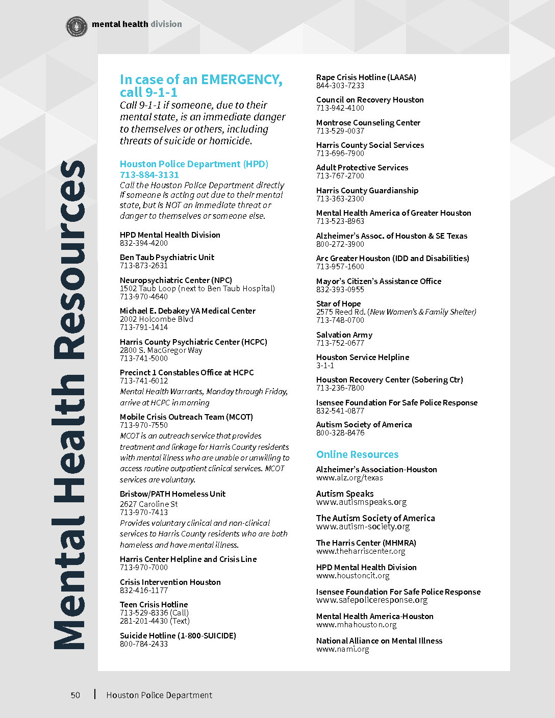 MHD Resources – Mental Health Division